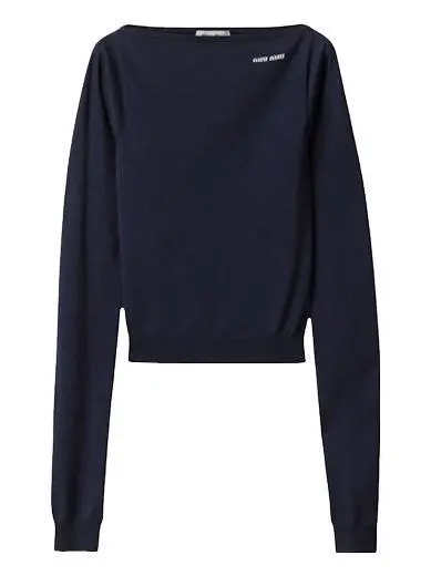 Miu Miu Boatneck Sweater - Navy Blue