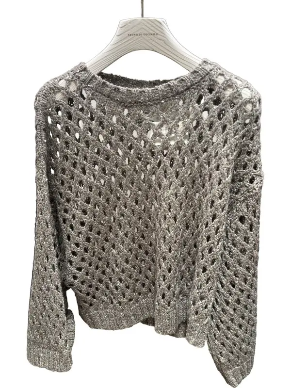 Brunello Cucinelli Open Knit Sweater - Gray