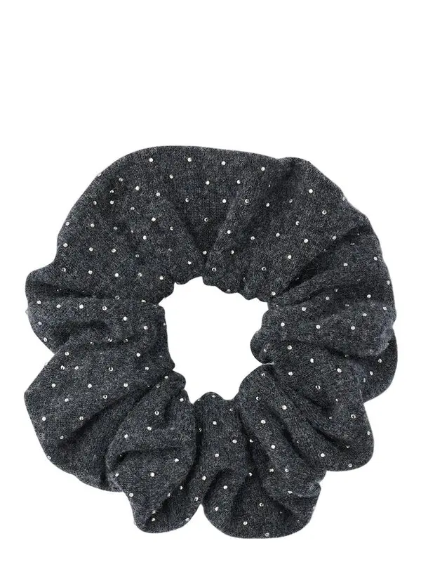Sandro Rhinestone Knit Scrunchie - Charcoal Grey