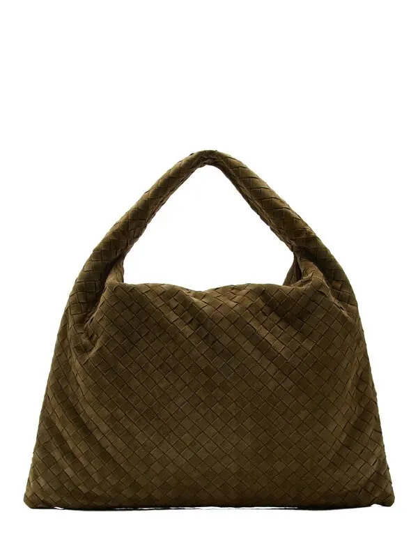 Bottega Veneta Large Hop Intrecciato Bag - Tan