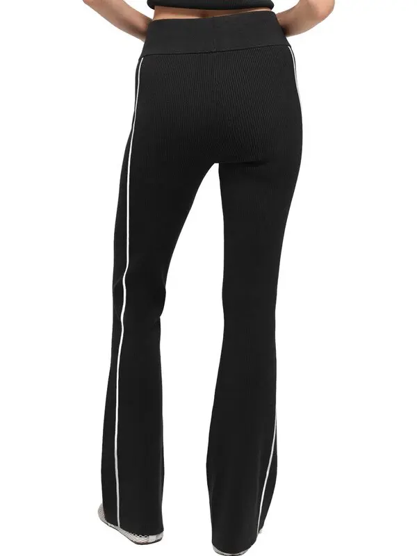 Alo Yoga Ribbed Sweater Knit Highline Flare Pants - Black/white