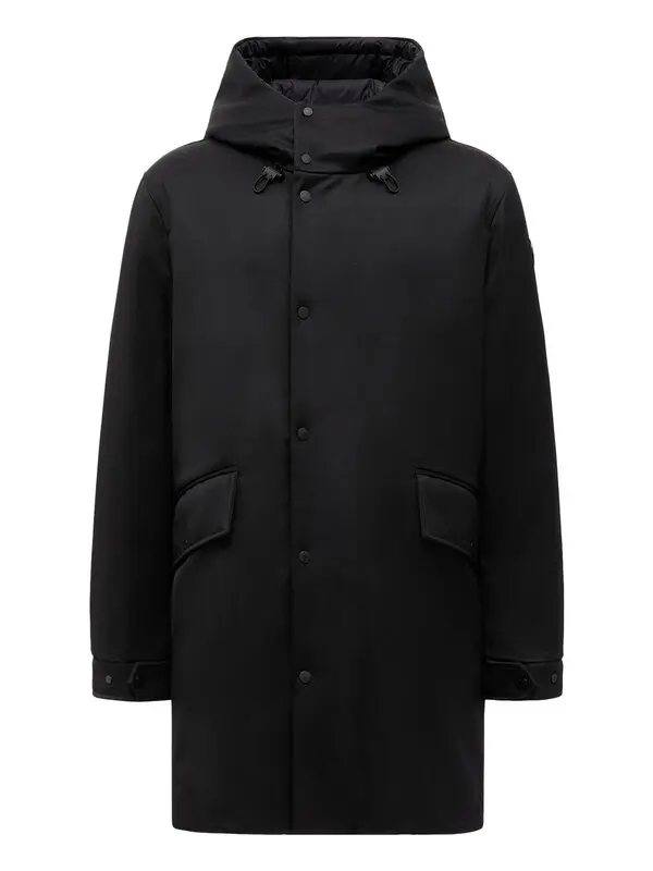 Moncler Merri Reversible Wool Hooded Long Down Jacket - Black