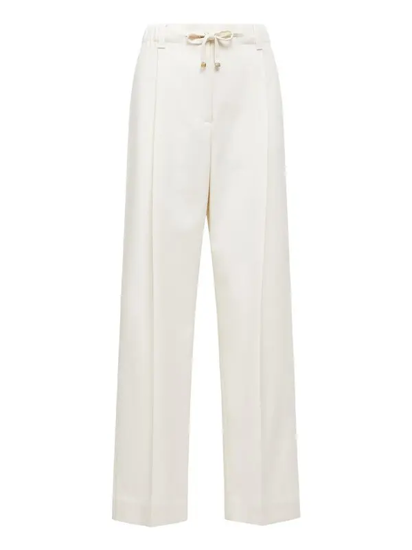 Moncler Wool Gabardine Tailored Trousers - White