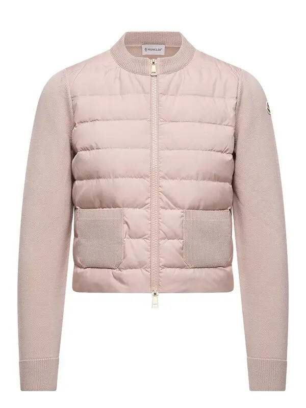 Moncler Padded Wool Zip-up Cardigan - Beige