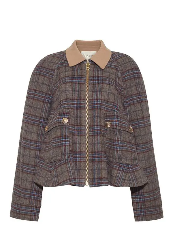 Cara Cara Plaid Wool Crop Jacket - Allen Plaid