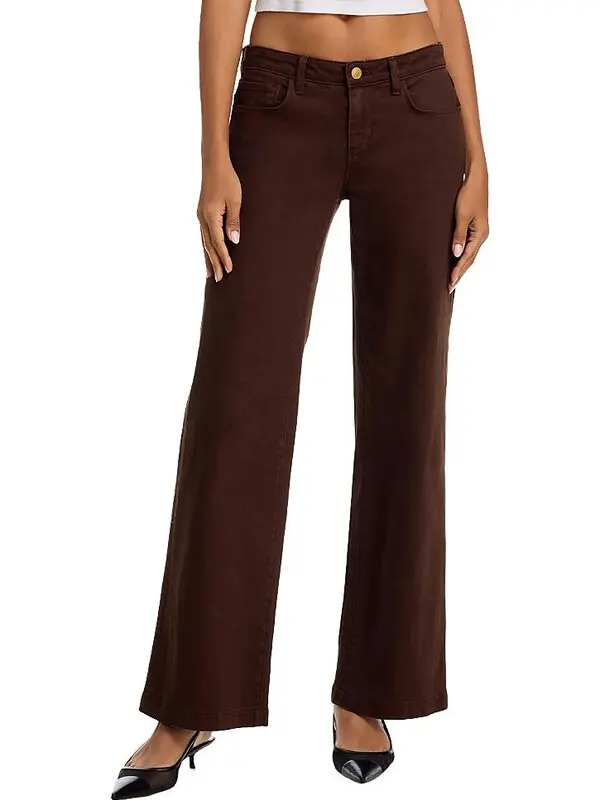 L'Agence Joanne Low Rise Wide Leg Jeans - Brown