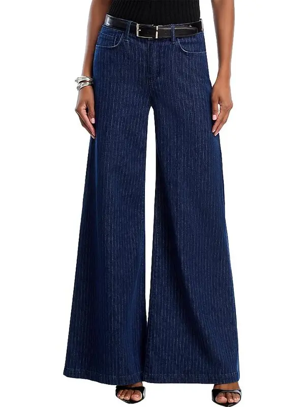 L'Agence Quincy High-rise Wide-leg Jeans - Ebony Stripe