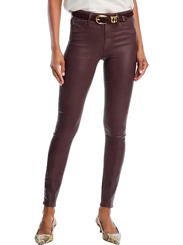 L'Agence Marguerite High Rise Coated Skinny Jeans - Chocolate