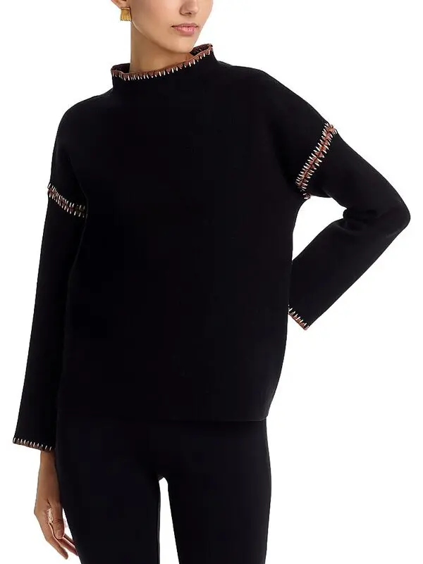 T Tahari Funnel Neck Sweater - Black