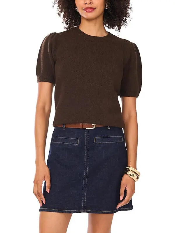 Vince Camuto Short Sleeve Sweater - Chocolate