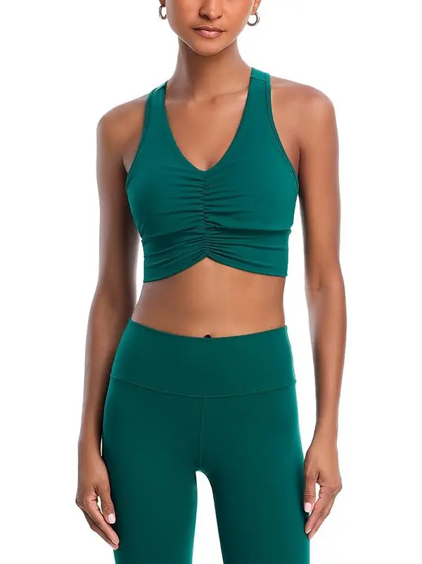 Aqua Athletics Shirred Racerback Bra Top Exclusive - Spruce