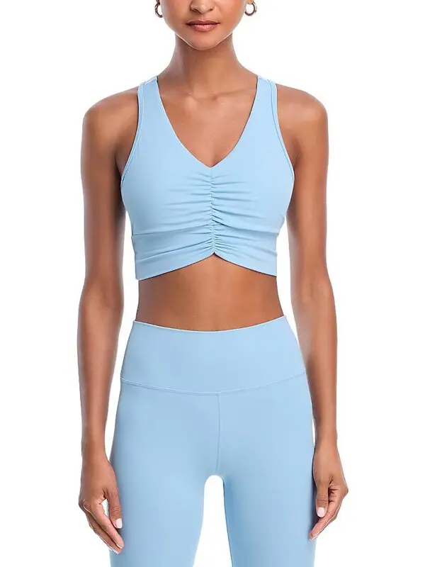 Aqua Athletics Shirred Racerback Bra Top Exclusive - Stormy Blue
