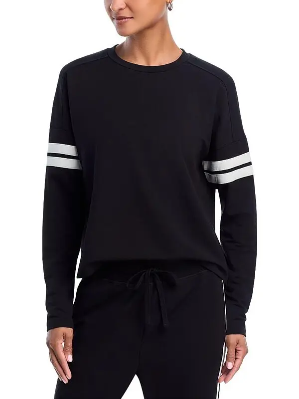 Aqua Stripe Sleeve Sweatshirt - Black