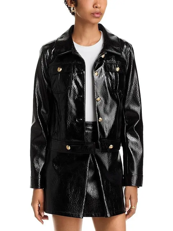 Cinq À Sept Jenn Crinkled Faux Leather Jacket - Black