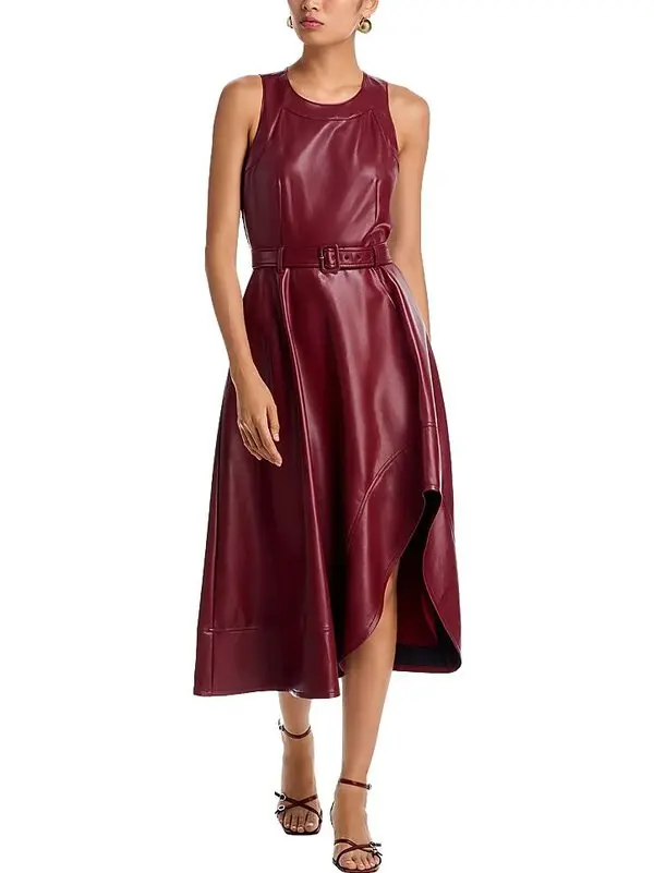 Cinq À Sept Zelda Faux Leather Dress - Wineberry