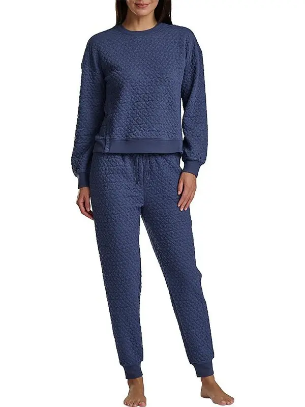 Splendid Long Sleeve Jogger Set - Blue Indigo Quilted Heart