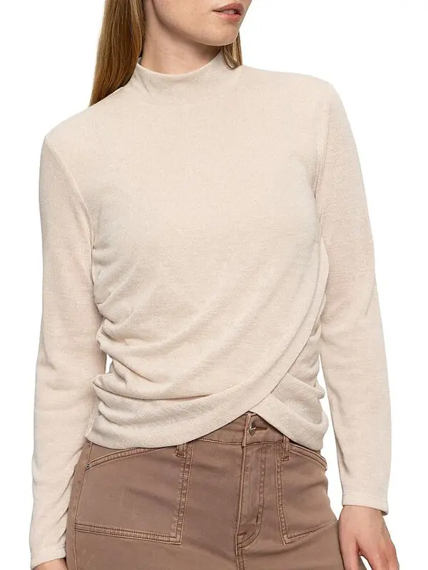 Sanctuary Long Sleeve Draped Top - Mother Of Pearl