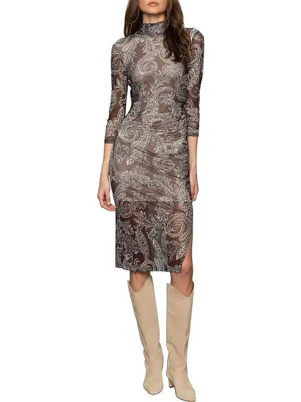Sanctuary Paisley Printed Mock Neck Dress - Mineral Paisley