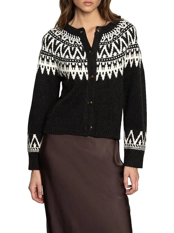 Sanctuary Fairisle Crewneck Cardigan - Ink Multi