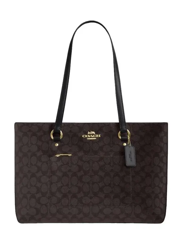 COACH® Station Tote Bag In Signature Canvas - Signature Canvas/gold/walnut/black