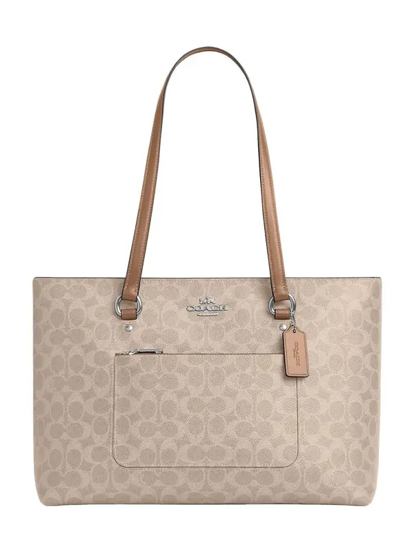 COACH OUTLET Coach Signature Canvas Station Tote Bag - Silver/sand/taupe