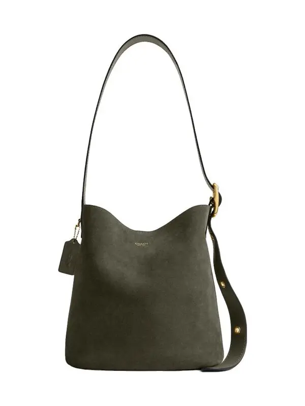 COACH® Bleecker Bucket Bag - Suede/brass/olive
