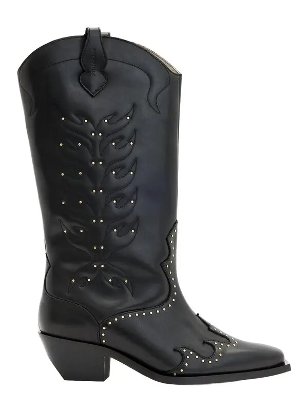 ALLSAINTS Dolly Studded Leather Boots - Black