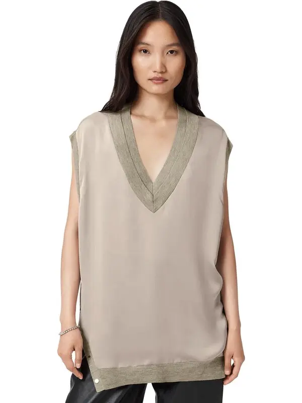 ALLSAINTS Bern Studded Wool Tank - Grey
