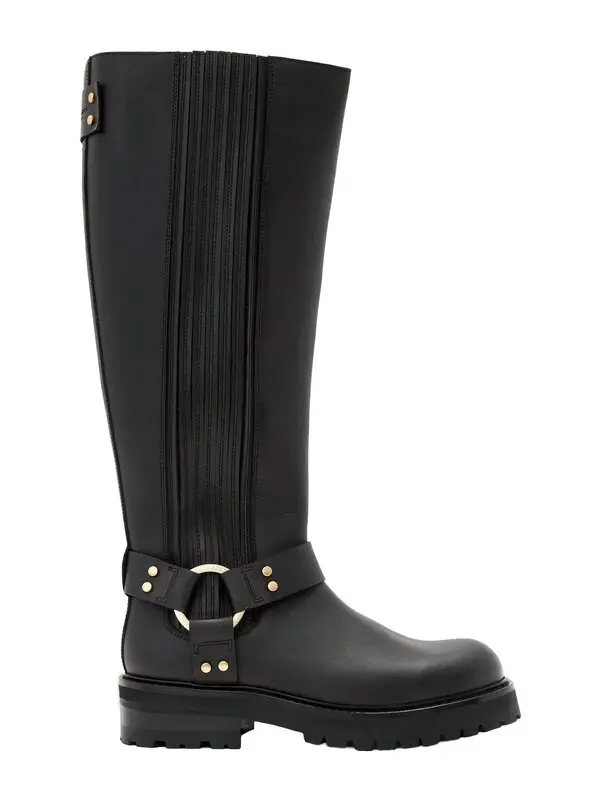 ALLSAINTS Maddie Knee High Leather Boots - Black