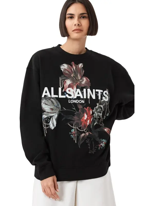 ALLSAINTS Ania Etta Oversized Sweatshirt - Black
