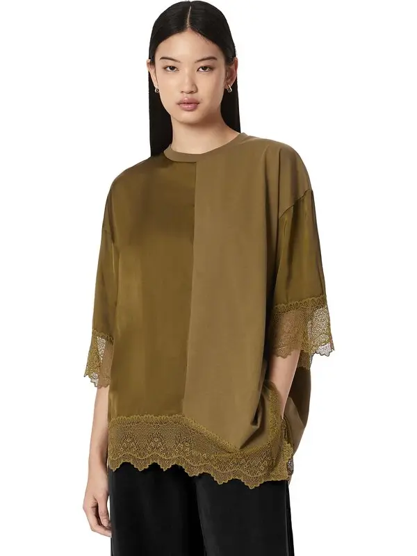 ALLSAINTS Lenny Short Sleeve Lace T-shirt - Green