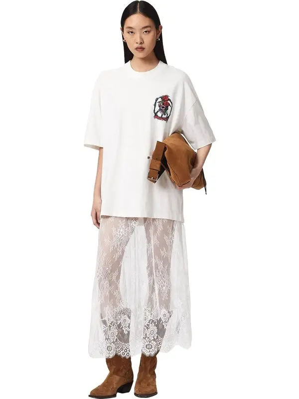ALLSAINTS Arran Lace Ankle Length Skirt - White
