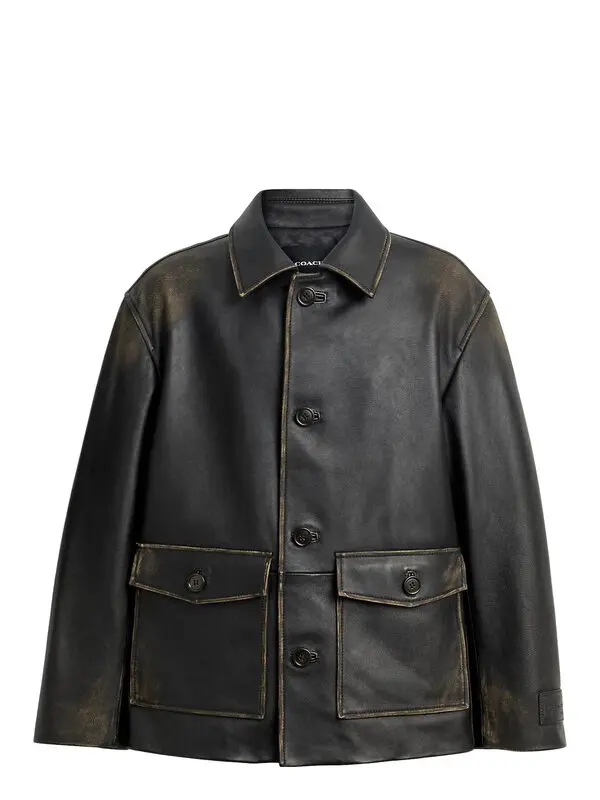 Coach Leather Shirt Jacket - Black