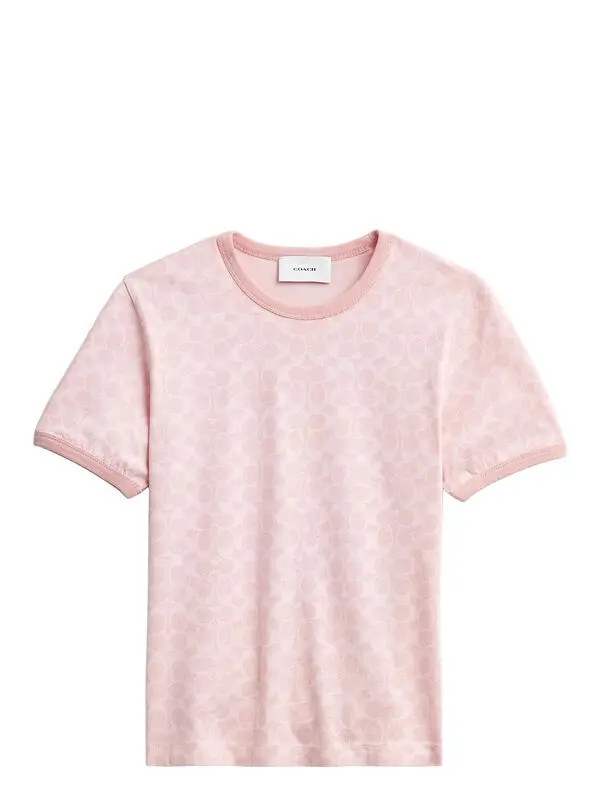 COACH Signature Ringer T-shirt - Pink Signature