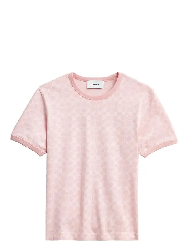 COACH Signature Ringer T-shirt - Pink Signature