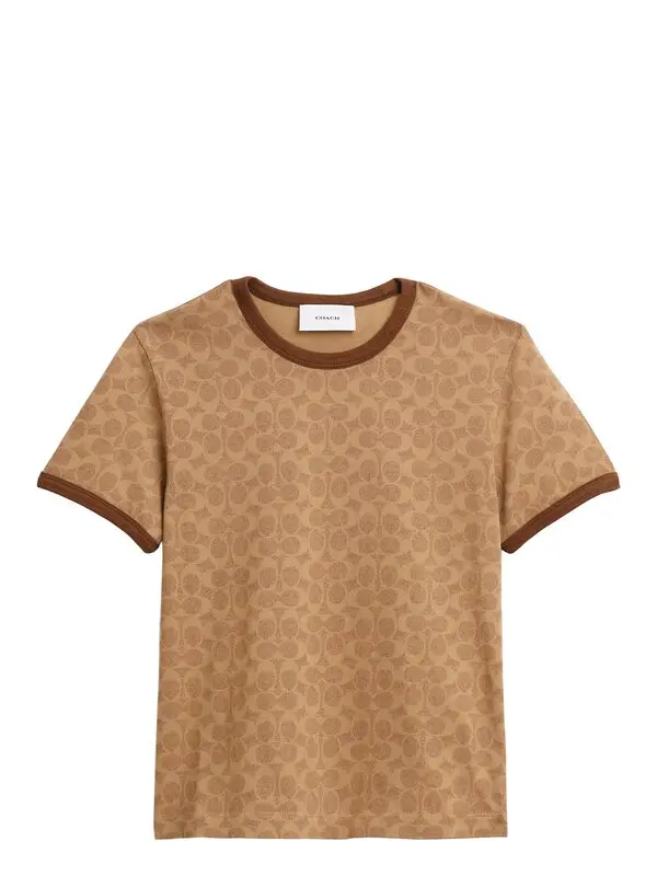 COACH Signature Ringer T-shirt - Tan Signature