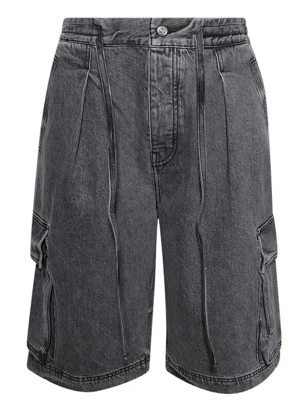 NAHMIAS Washed Pleated Cargo Shorts - Grey