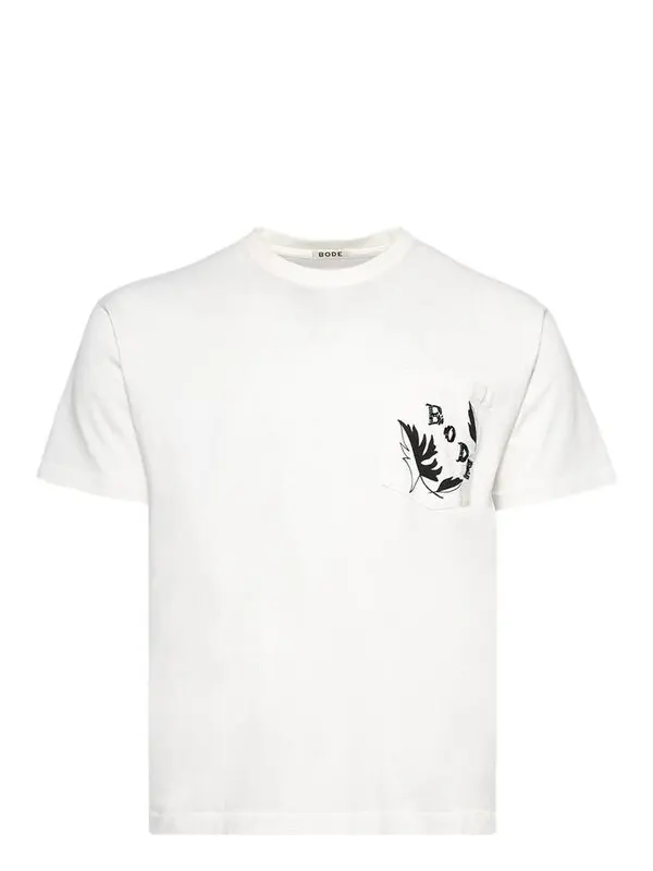 BODE Beaded Leaf Pocket Tee - Cream