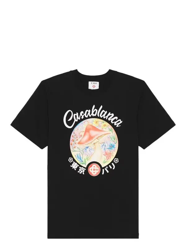 Casablanca Mushroom Emblem Printed Tee - Black