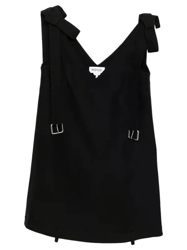 Monse Shoulder Tie Mini Dress - Black