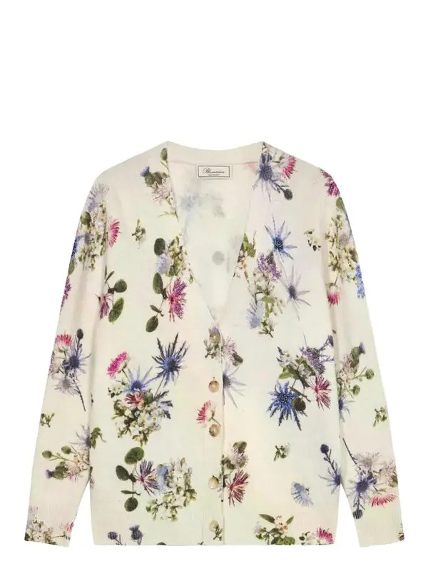 Blumarine Floral-beaded Cardigan - Neutrals