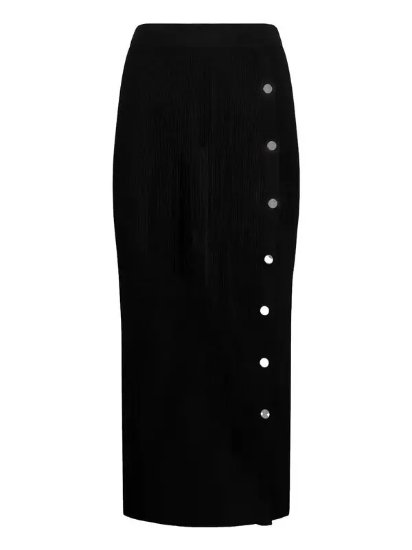 Liu Jo Button-embellished Ribbed Midi Skirt - Black