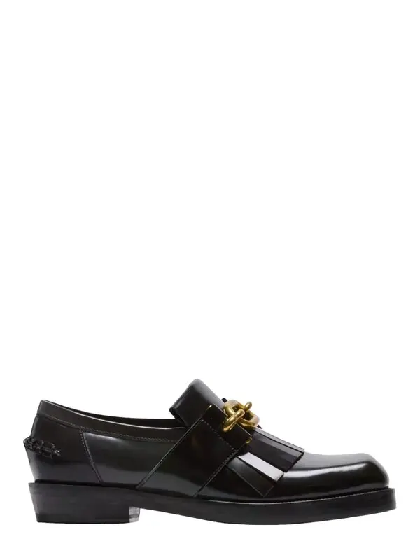 Balmain Leather Loafers With Chain Detail - Black
