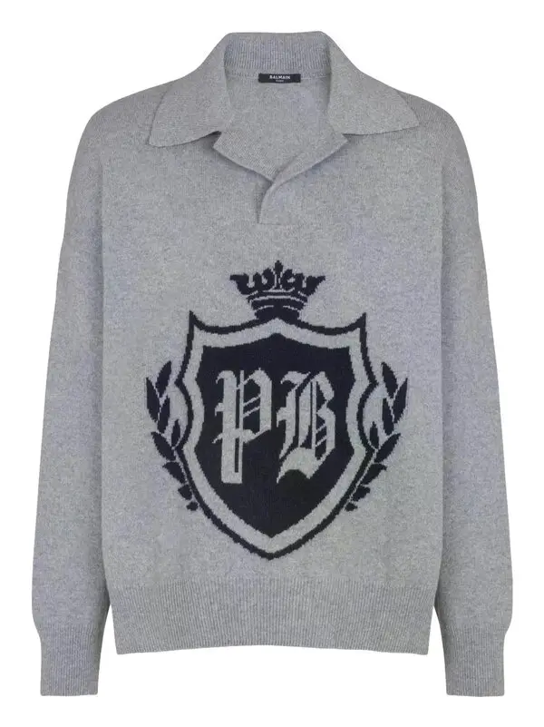 Balmain Emblem Sweater - Grey