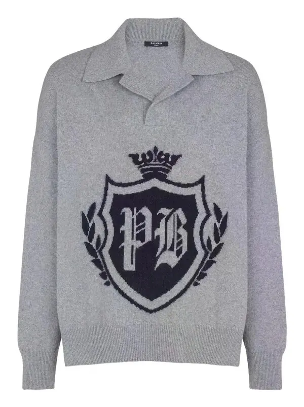Balmain Emblem Sweater - Grey