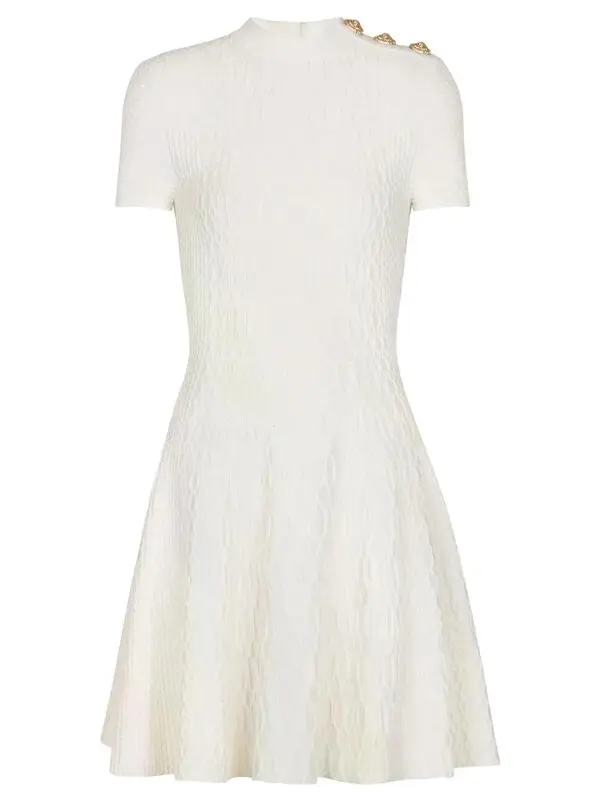Balmain Textured-knit Mini Dress - White