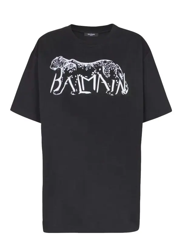 Balmain Leopard-print Graphic T-shirt - Black
