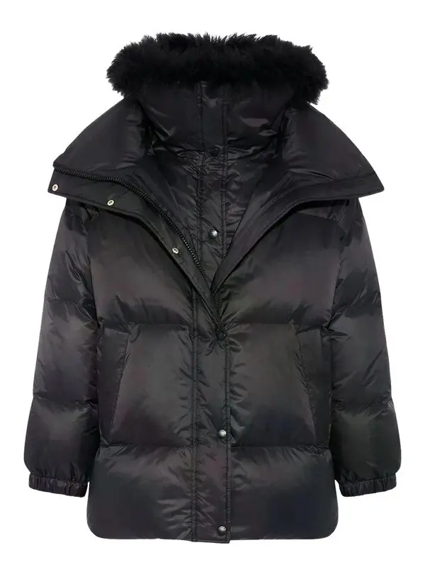 YVES SALOMON Lambswool-trim Puffer Jacket - Black