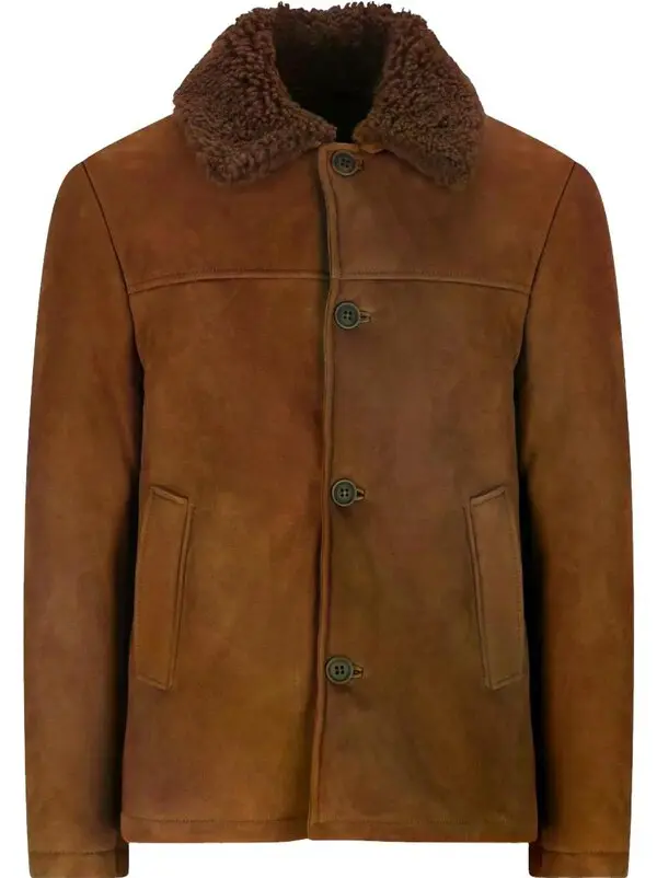 SALVATORE SANTORO Shearling Collar Jacket - Brown