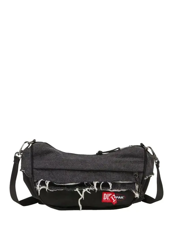 DIESEL® Frayed Denim Shoulder Bag - Black